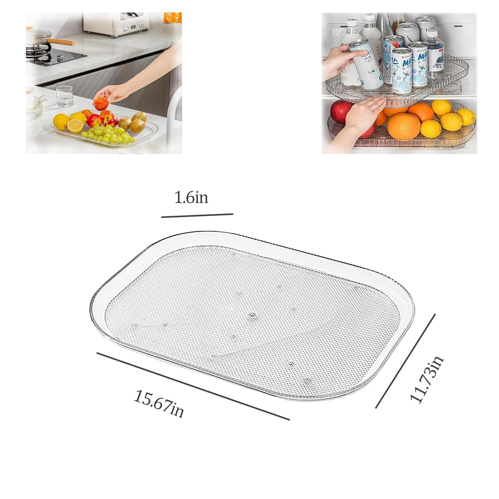 【 Square Lazy Susan Turntable Organizer】 for Refrigerator Square Lazy SusanSquare Storage Tray for Dining Tables, Kitchens, countertops, cabinets, Food Storage cabinets