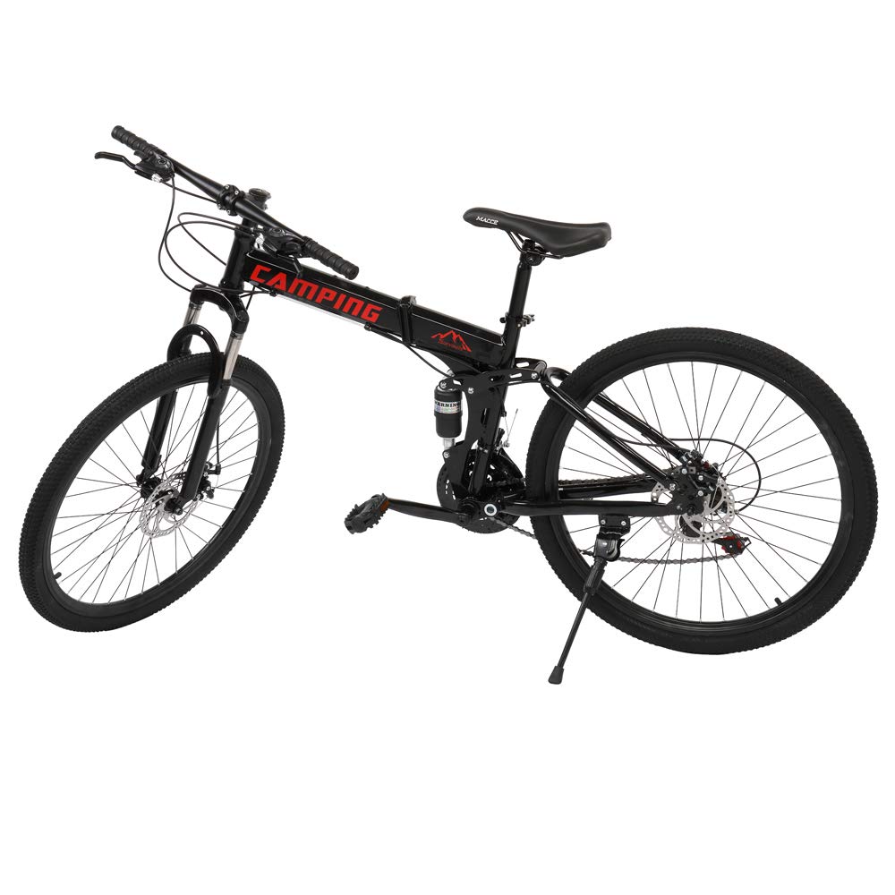 [Camping Survivals] 26-Inch 21-Speed Folding Mountain Bike Black（Do not Sell on Amazon）