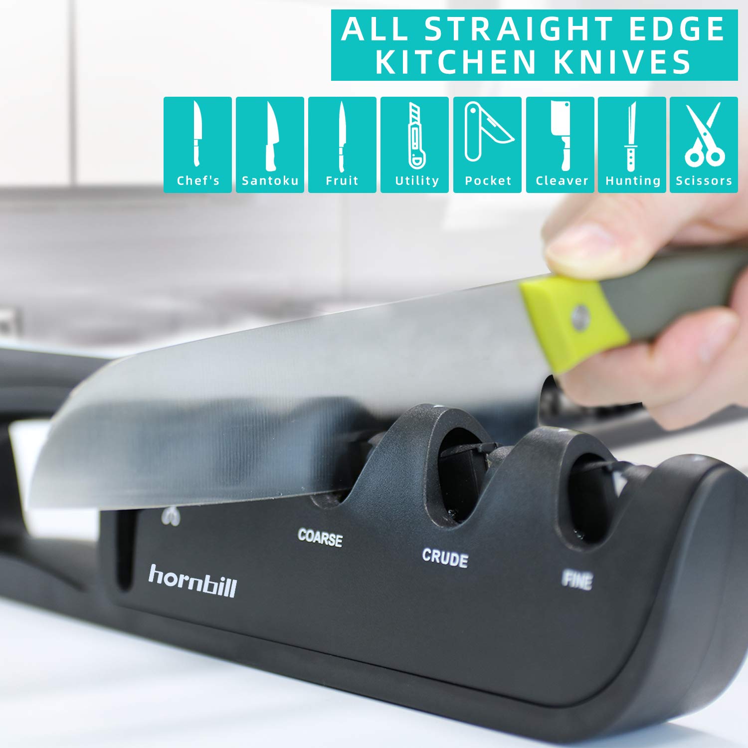 【2022 NEW】Manual Kitchen Knife Sharpener Adjustable 12-24°, 4-in-1 Chef Choice Knife and Scissor Sharpener, Repair, Restore, Polish Blades, Blade Sharpener for Ceramic/Steel Knife/Scissor/Home Kitchen