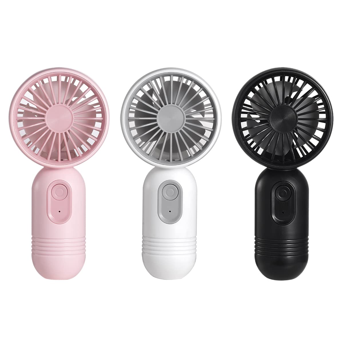 [Portable Mini Fan 3-pack] Handheld Personal Small Fan with 3-speed for Travel, USB Rechargeable Battery Operated Eyelash Fan, Black&White&Pink