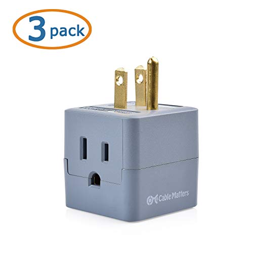 [UL Listed] Cable Matters 3-Pack 3 Outlet Wall Adapter (3 Outlet Power Cube Tap, Outlet Splitter, Multi Plug Outlet, 3 Way Plug Adapter, Outlet Extender) in Gray