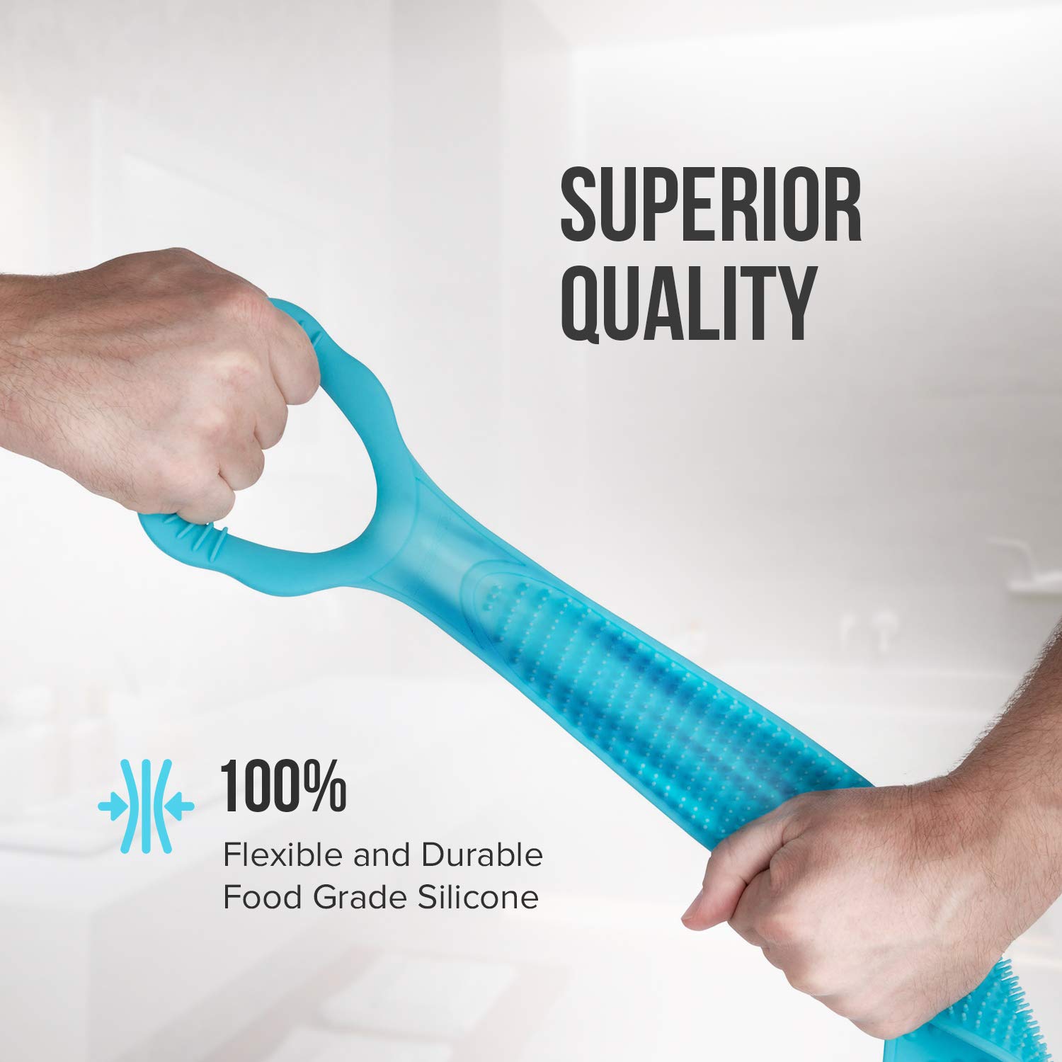 [XXL Length] Silicone Back Scrubber for Shower, 35" Extra Long Double Sided Bath Body Scrubber Brush, Deep Clean Exfoliating Improve Back Skin, Comfortable Massage for Men and Women