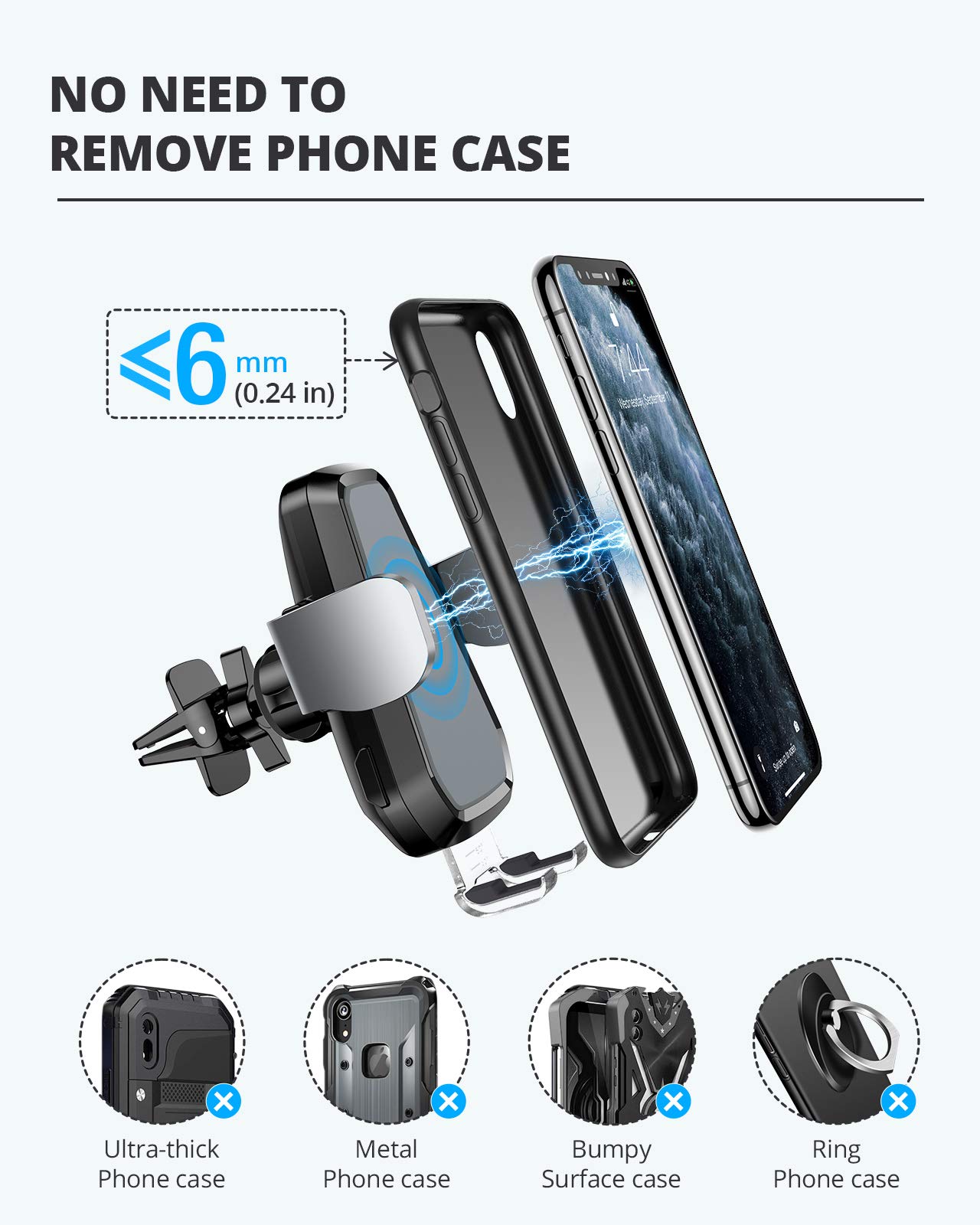 [Military-Grade Quality] VICSEED Wireless Car Charger Mount, Auto-Clamping Qi Fast Charging CD Phone Holder for Car Wireless Charger, Wireless Car Charger Vent Mount for iPhone 13 Pro Max S21 etc