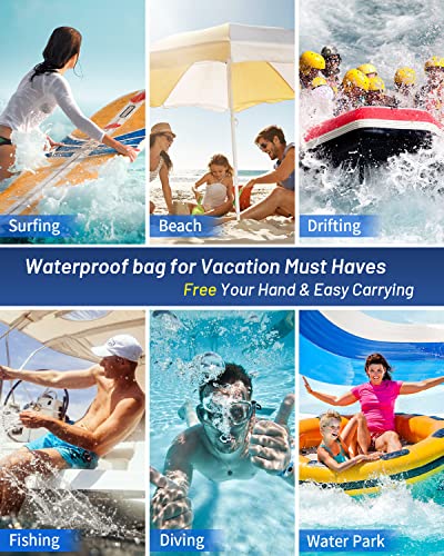 [Up to 10"] Large Waterproof Phone Pouch Bag - 2Pack, Waterproof Case Compatible with iPhone 14 Pro Max/13/12/11/XR/X/SE/8/7,Galaxy S22/S21 Google, IPX8 Cellphone Dry Bag Vacation Essentials Black
