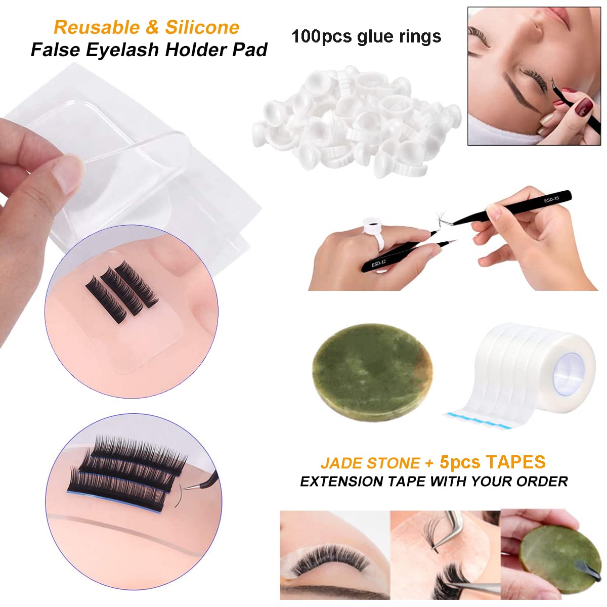 [Updated Version] 154pcs Eyelashes Extension Practice Exercise Set, Professional Flat Mannequin Head False Eyelash Grafting Training Tool Kit for Makeup Practice Eye Lashes Graft