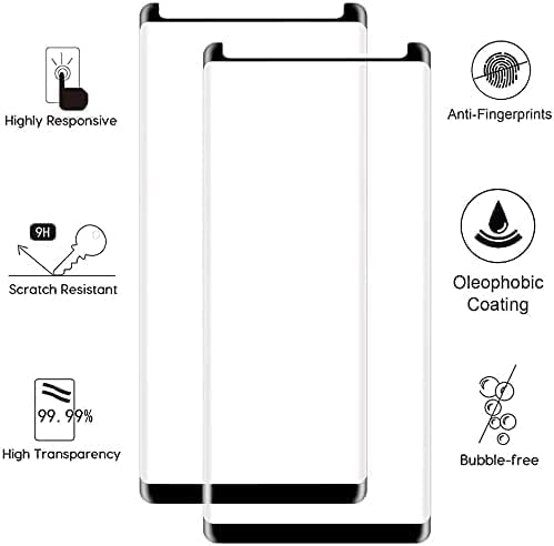 【2-PACK】Coolpow Designed for Samsung Galaxy Note 8 Screen Protector, Case Friendly, Anti-Bubble,3D Curved,Full Screen Coverage,9H Hardness,HD Clear, Samsung Note 8 Screen Protector Tempered Glass Film