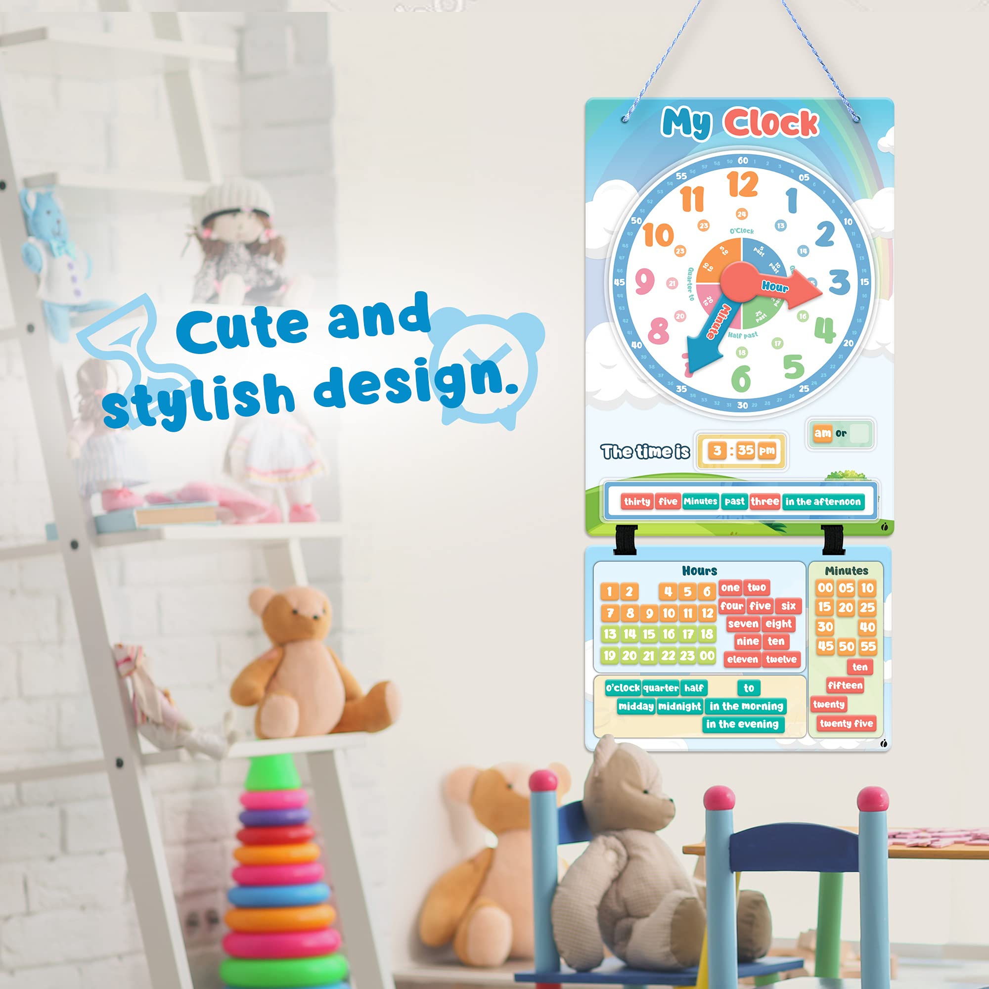 [New] Magnetic Learning Clock, Telling Time Teaching Clock for Kids - Great for Learning to Tell Time, Analog and Digital Clock - Practice Toy Clock with Movable Hands for Toddlers