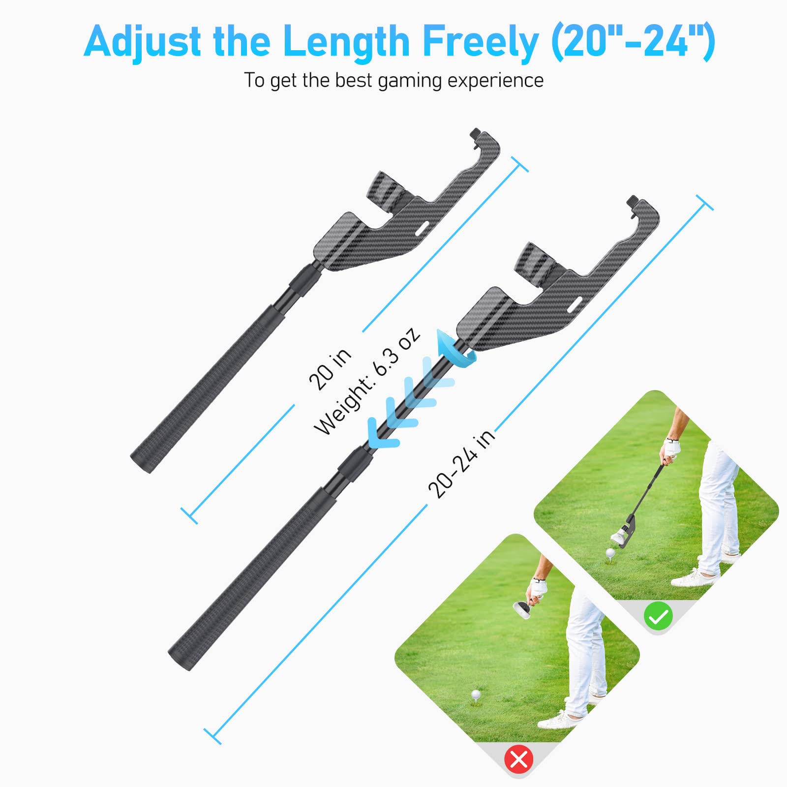 [New Version] VR Golf Club Extension for Oculus Quest 2, Defanti VR Golf Club Adapter Handle Accessories, Golf Club Attachment with 2 Controller Covers Bonus, Enhance Immersive VR Game Experience