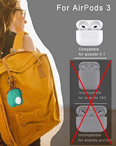 【2Pack】Cute Dinosaur For AirPods 3 Case Cover 2021, 3D Cartoon Animal Silicone For AirPods 3rd Generation Accessories Set, Lovely Cover Compatible With AirPods 3rd Gen Case Dinosaur【2021 Released 3st】