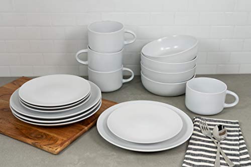 10 Strawberry Street Wazee Matte Coupe Dinnerware Pack of 16, White