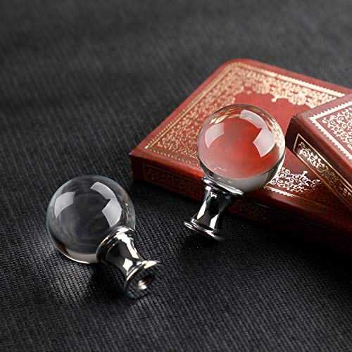 【2 Pack】PEESIN Lamp Finials, 1/4-27 Inch Threaded Base Glass Ball Lamp Finials Decorative, Finials for Lamps with Chrome Base, Lamp Shade Finials Decorative for Table or Floor Lamps