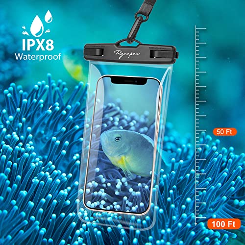 [Up to 10"] Large Waterproof Phone Pouch Bag - 2Pack, Waterproof Case Compatible with iPhone 14 Pro Max/13/12/11/XR/X/SE/8/7,Galaxy S22/S21 Google, IPX8 Cellphone Dry Bag Vacation Essentials Black