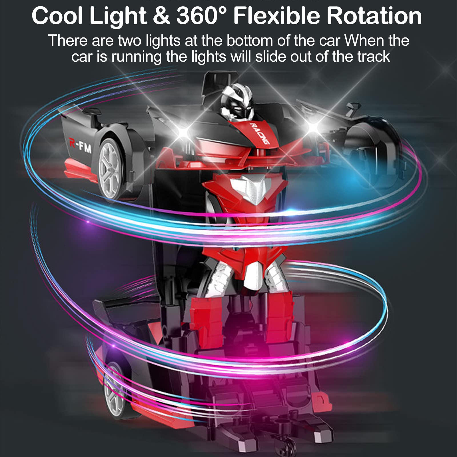 【2023 latest】LED Remote Control Car Transforming Robot 360 Degree Drifting one-click Deformation Rechargeable Police Toy Car 2.4Ghz 1:18 Scale Best Birthday Xmas Holiday Toy Present for Boys and Girls