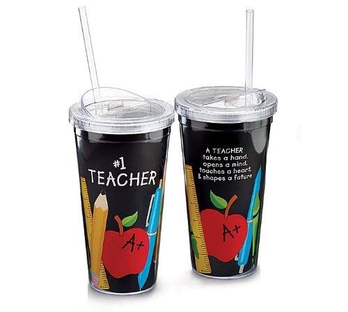 #1 Teacher Appreciation 20 oz. Acrylic Travel Sippy Cup with Straw