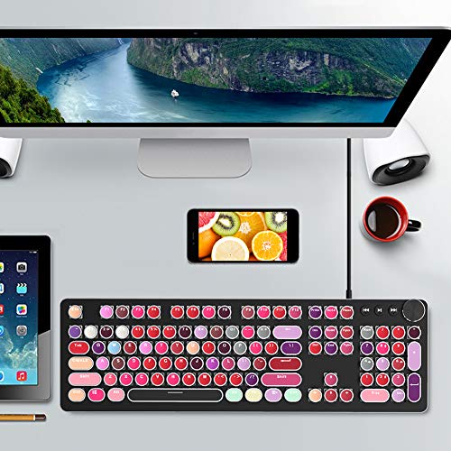 γππ‘π«π’π¬ππ¦ππ¬ ππ’ππγ Ergonomics Wired Keyboard, Green Axis 108 Keys Cute Net Red Girl Powder USB Interface Keyboard, for Gaming PC Gamer Computer Desktop Live Streaming Girls Boys