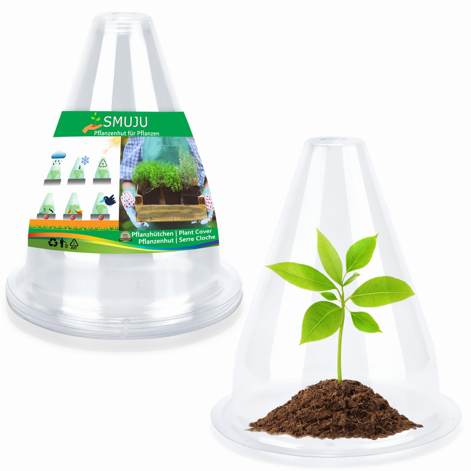 ă12 Piecesă Garden Cloches for Plants, Plant Covers Plant Protectors Transparent Bell Jar Cloches to Protect Plants from Birds, Slugs, Frost, Freeze Weather, 7.8" D x 9.4" H, Transparent
