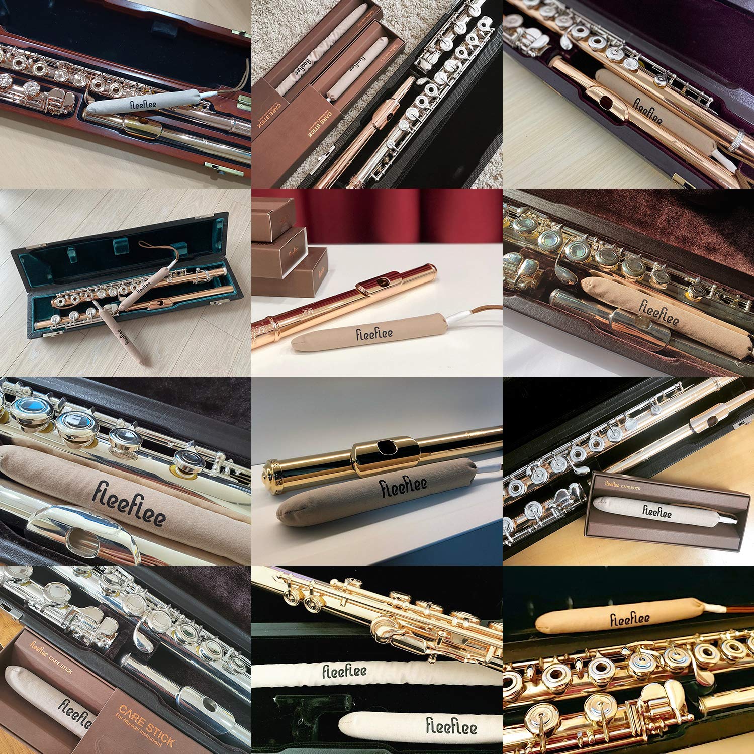 【FleeFlee】 CARE STICK for Musical Instrument Storage(Handmade, 11.8inch) Remove the Smell, Absorb Moisture, Dehumidification, Increase Pad Life,Flute Cleaning kit, Cleaner Rod