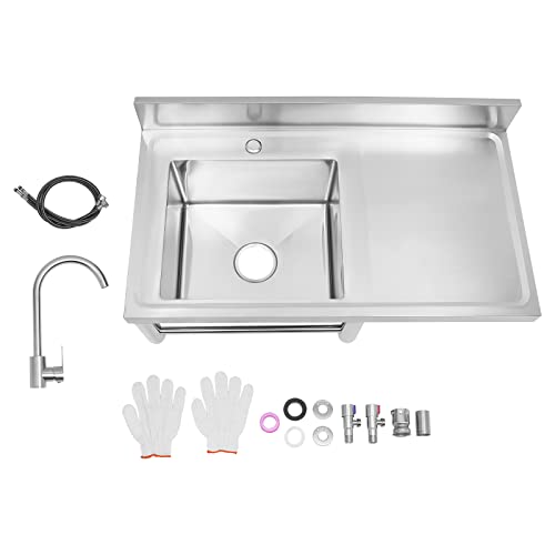 1 Compartment Stainless Steel Kitchen Sink,Free Standing Single Bowl Commercial Sink,for Outdoor Indoor, Kitchen,Garage, Restaurant,Laundry/Utility Room(35.4" W x 21.2" D x 39.3" H)