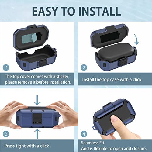 [with Lock] TOLUOHU Cover for Bose QuietComfort Earbuds Case, Shock-Absorbing Protective PC+TPU Security Lock Case Compatible with Bose QuietComfort Earbuds for Men Women with Keychain (Blue)