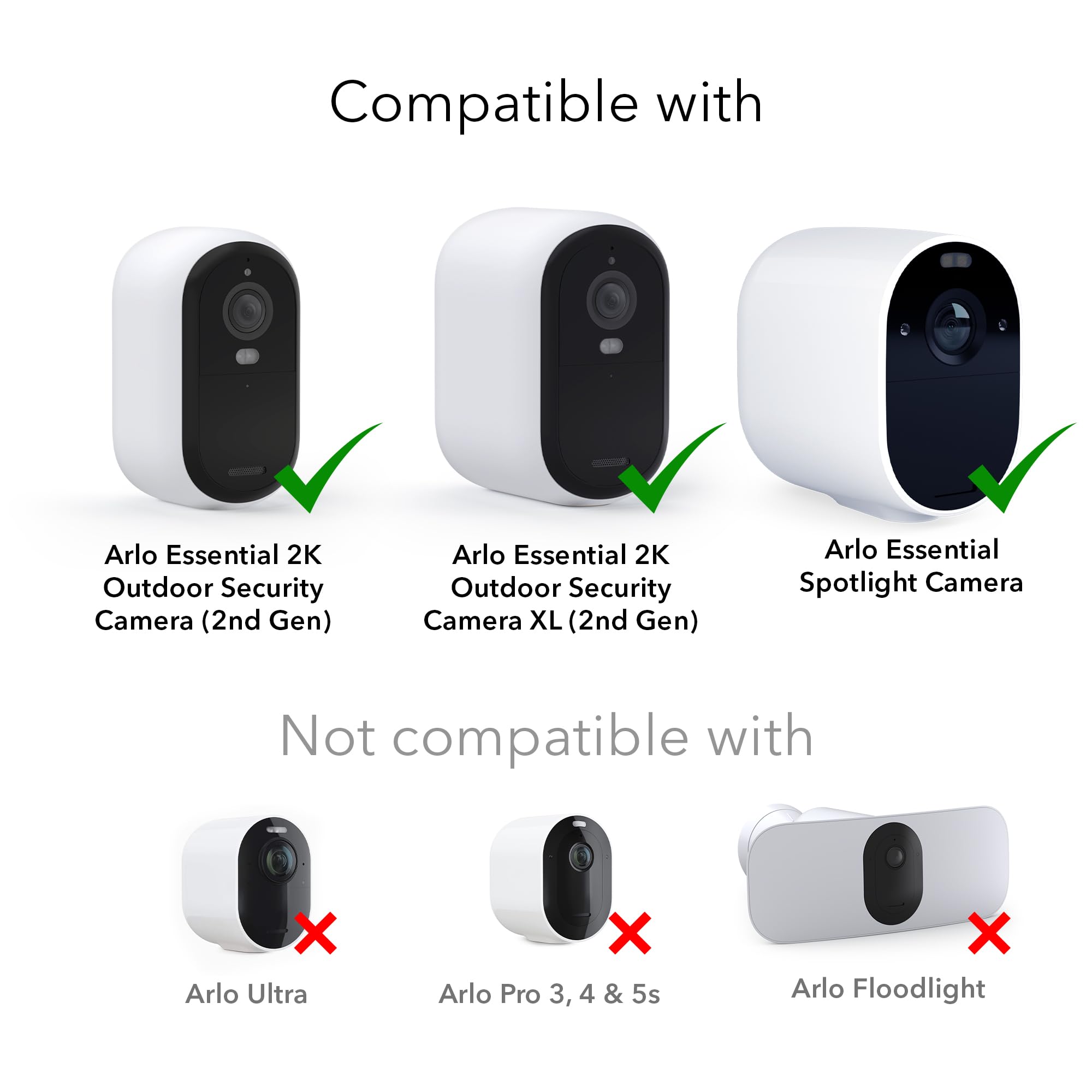 [Updated Version] Wasserstein Solar Panel with 13.1ft/4m Cable Compatible with Arlo Essential Spotlight/XL Spotlight Camera (2-Pack, White) (NOT Compatible with Arlo Ultra, Pro 1/2/3, HD, Floodlight)