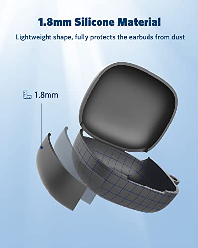 【EarFun Official】 Protective Case Cover for EarFun Air Pro 3, Soft Silicone Protective Case with Keychain, Shock-Proof Silicone Skin Full Protective Cover, Supports Wireless Charging, Black