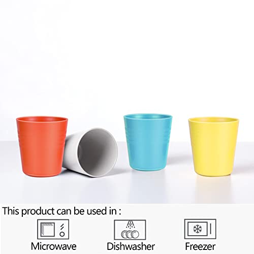 【Set of 8】Reusable Wheat Straw Drinking Cups - 8 Ounce Unbreakable Water Cups - Stackable BPA Free Small Drinking Glasses Set -Dishwasher Safe for Home Kitchen Parties Camping Supply