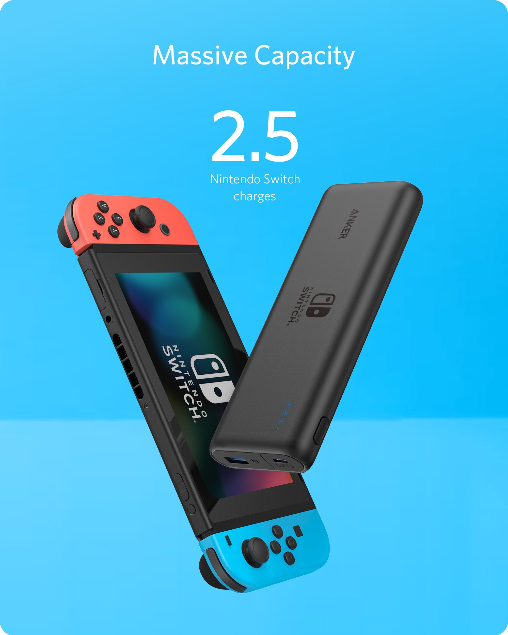[Power Delivery] Anker PowerCore 20100 Nintendo Switch Edition, The Official 20100mAh Portable Charger for Nintendo Switch, for use with iPhone X/8, MacBook Pro, and More