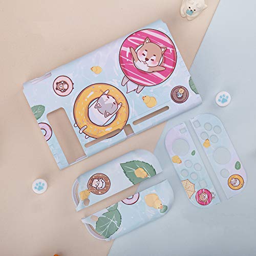 [Pro Version] Case for Nintendo Switch, FANPL Protective Case Cover for Nintendo Switch and Controller with 2 Cat Claw Thumb Grips (Swimming Donut)