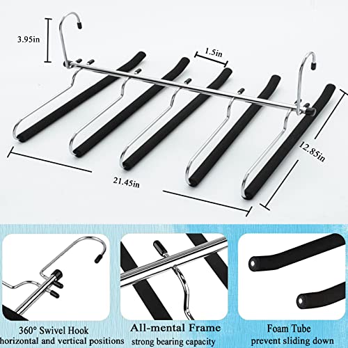 [Upgrade] Pants Hangers Space Saving,2 Pack Multi-Functional Hangers-All Metal Frame, Anti-Slip Design,Open-Ended Design,Closet Organizer for Trousers Scarves Skirts