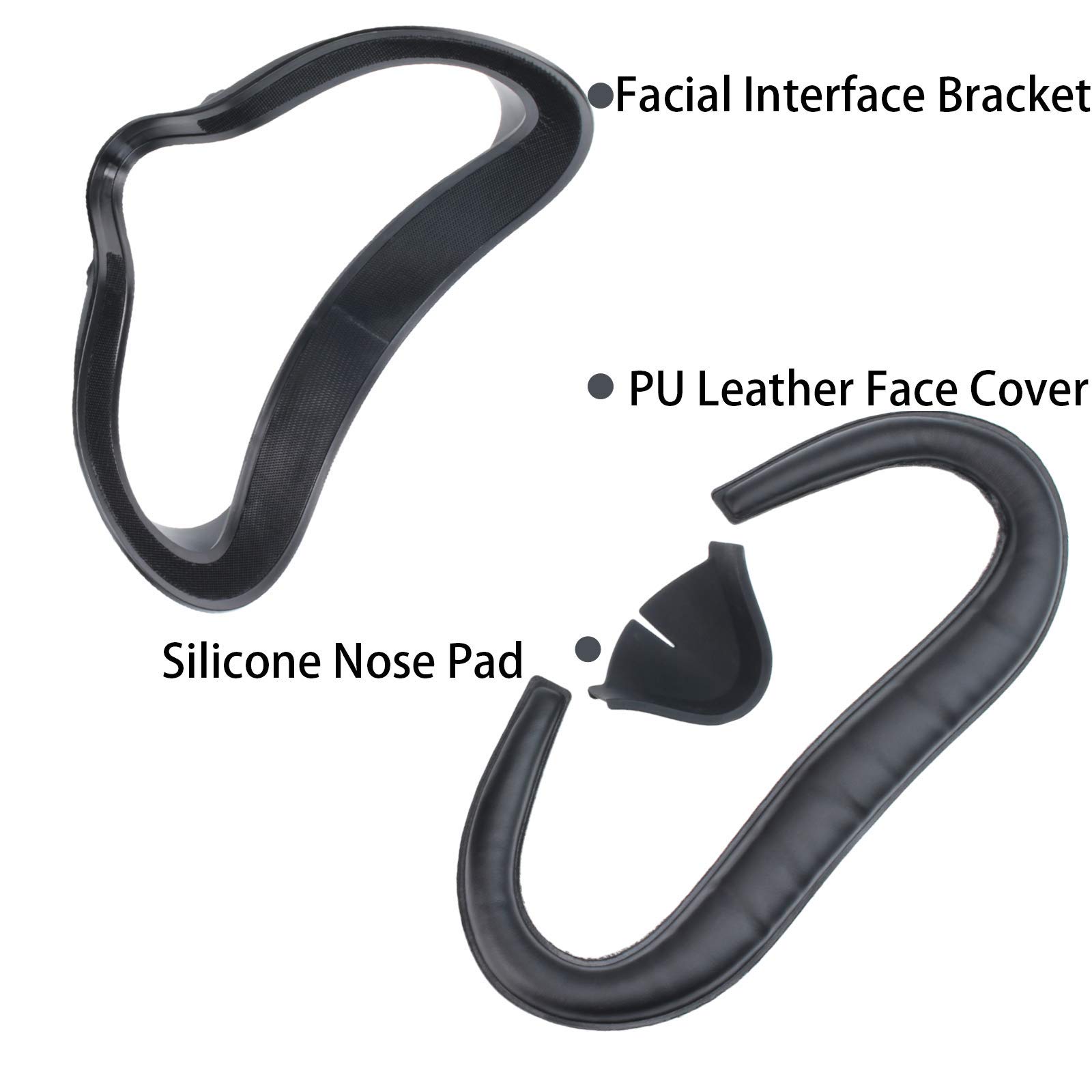 [Updated Version] Leather Face Cover Replacement, VR Facial Interface & Comfortable PU Leather Foam Face Pad & Anti-Leakage Nose Pad & Lens Protect Cover Accessories Set