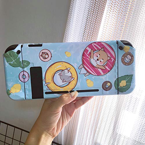 [Pro Version] Case for Nintendo Switch, FANPL Protective Case Cover for Nintendo Switch and Controller with 2 Cat Claw Thumb Grips (Swimming Donut)