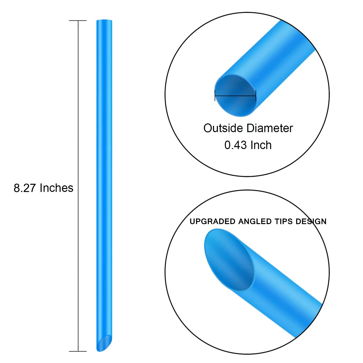 [Individually Wrapped] ANGLED TIPS 100 Pcs Disposable Jumbo Smoothie Straws, Wide Multi Colors Milkshakes Plastic Drinking Straws, BPA FREE (8.27" Long and 0.43" Diameter)