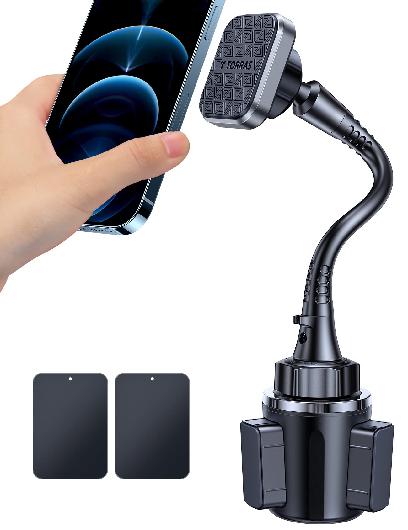 [Upgraded 15in] TORRAS Magnetic Car Cup Holder Phone Mount Adjustable Gooseneck Cup Holder Phone Holder for Car Compatible with iPhone Samsung and All Cell Phones