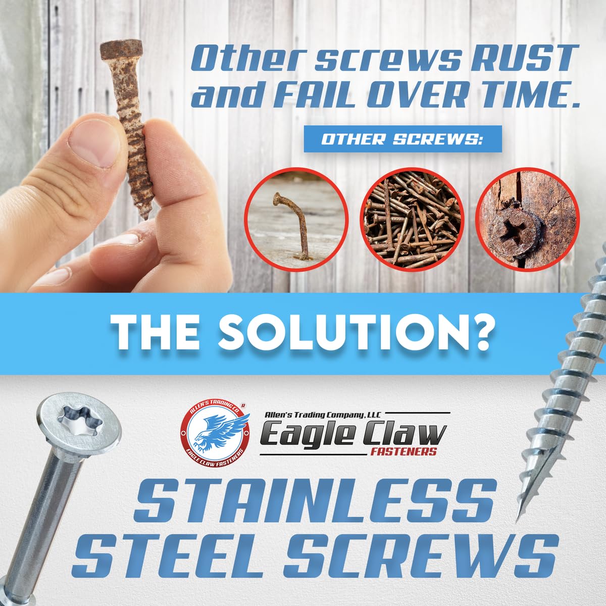 #10 X 2 1/2 Inch Stainless Steel Deck Screws 350 Pieces | T25 Star Torx Drive Flat Head | Stainless Steel Screws for Decks, Docks, Fencing or General Outdoor Construction and Home Improvement Projects