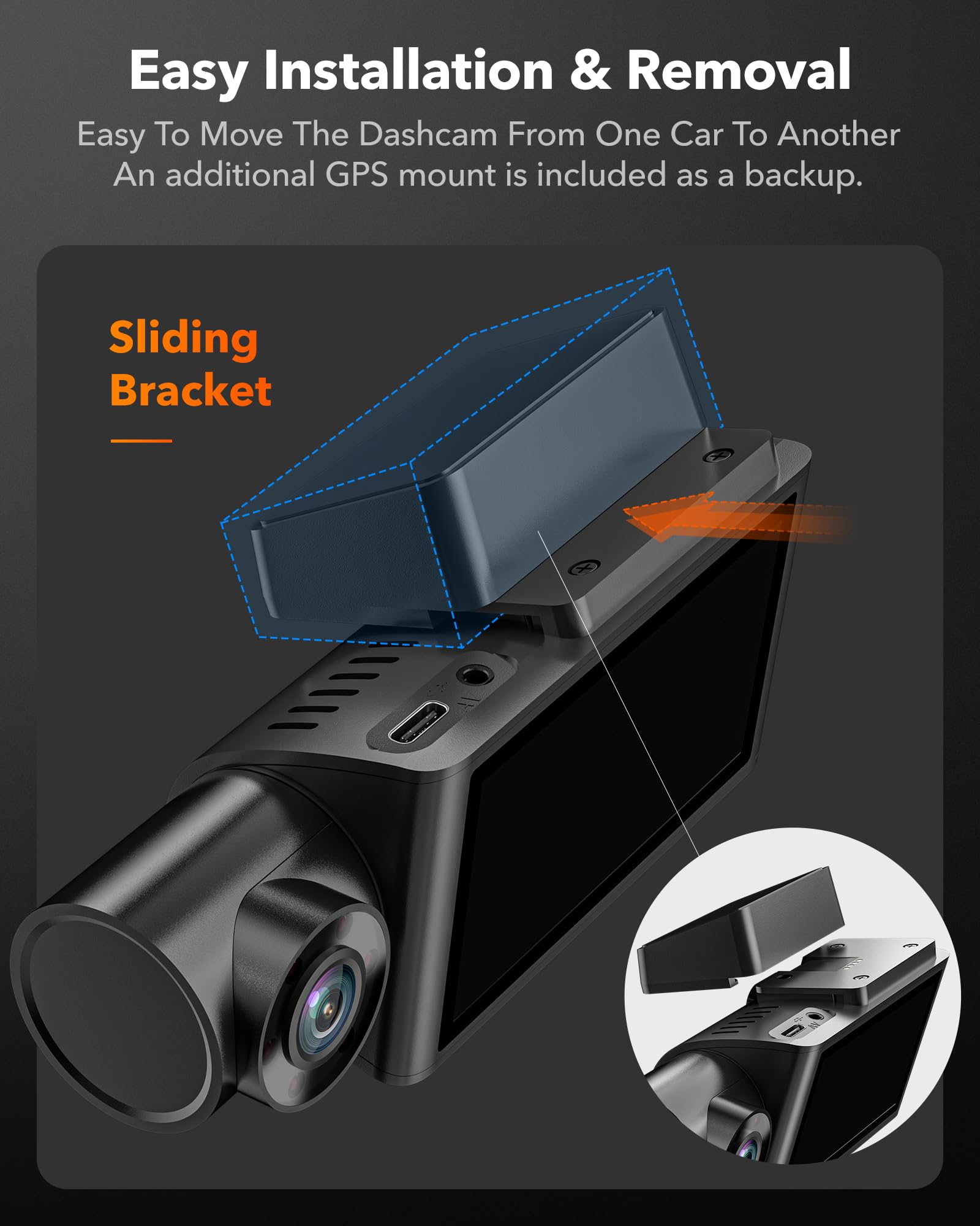 【i07 + Hardwire Kit】 WOLFBOX i07 Dash Cam, 3 Channel Dash Cam with Hardwire kit for Parking Mode