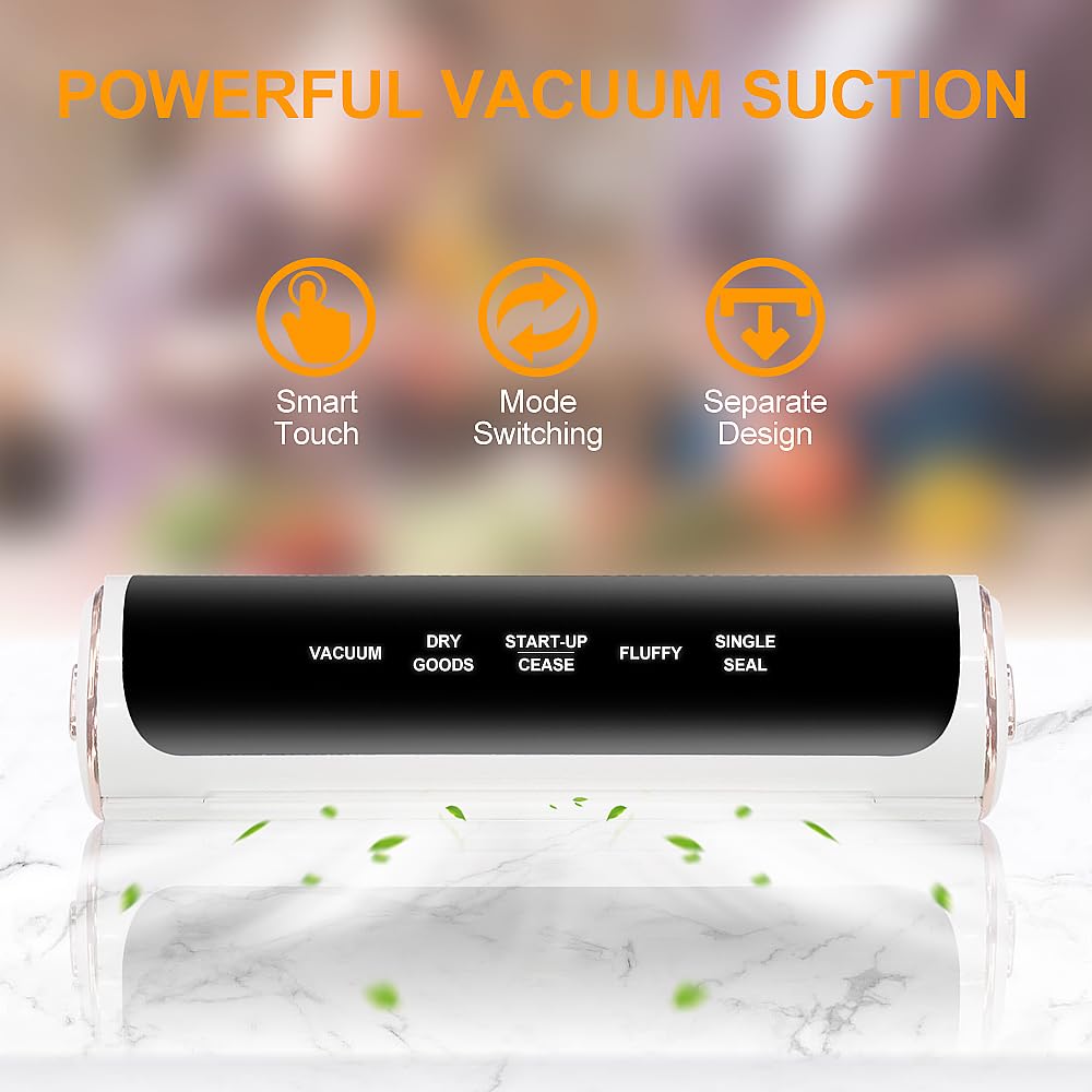【1s Sealing】Uluck Food Saver Vacuum Sealer Machine ,80Kpa Automatic Food Sealers Vacuum Packing Machine, 4 in 1 Vacuum/Single Sealing & Dry/Fluffy Vacuum Sealer Machine with 10 Seal Bags