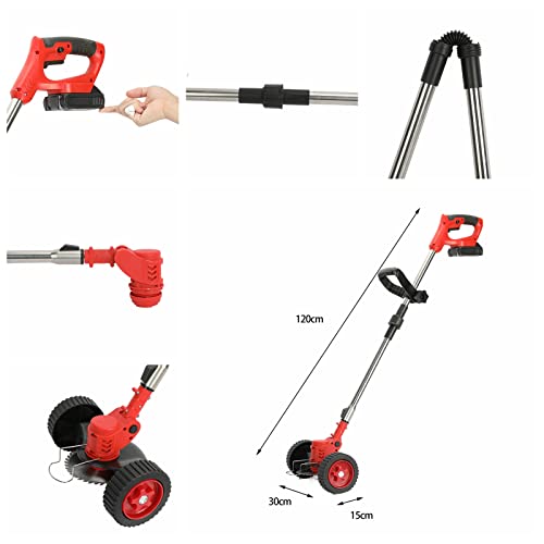 [US Warehouse] Fairnull 24V 6000mAh Weed Trimmer Cordless Electric Weed Eater, 3-in-1 Grass Trimmer/Edger Lawn Tool/Brush Cutter, Push Wheeled No String Trimmer Lawn Mower for Garden & Yard