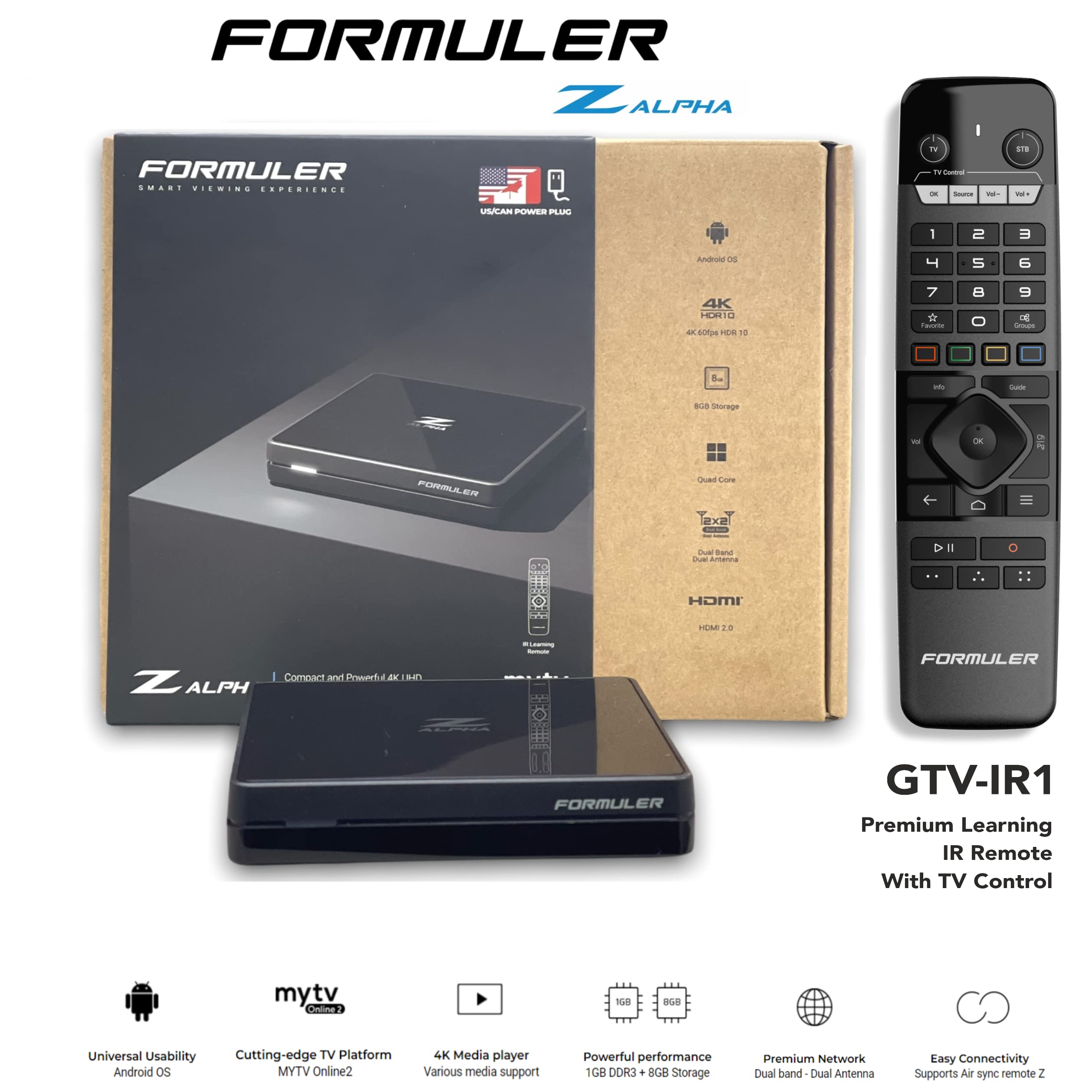 { Package of 2 } FORMULER Z Alpha Android Dual Band 5G 1GB RAM 8GB ROM 4K Smart Learning Remote with IR MYTVONLINE2 ( Pack of 2 )