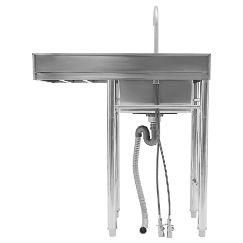 1 Compartment Stainless Steel Kitchen Sink,Free Standing Single Bowl Commercial Sink,for Outdoor Indoor, Kitchen,Garage, Restaurant,Laundry/Utility Room(35.4" W x 21.2" D x 39.3" H)