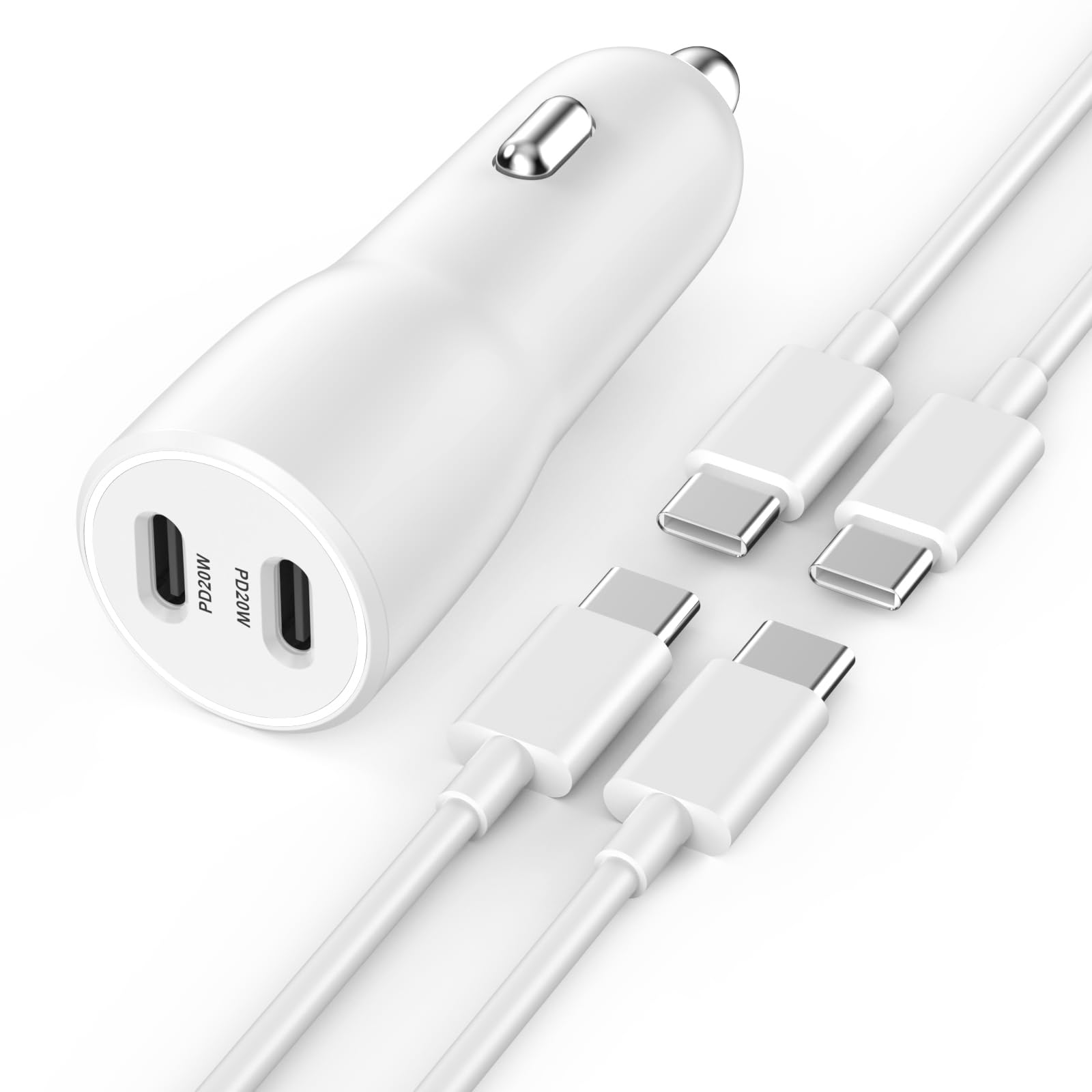 [MFi Certified] iPhone 15 Pro Max Car Charger Fast Charging, 40W Dual USB C Car Charger Cigarette Lighter with 2 Pack Type C to C Cable for iPhone 15/15 Plus/15 Pro/15 Pro Max, iPad Pro/Air/Mini