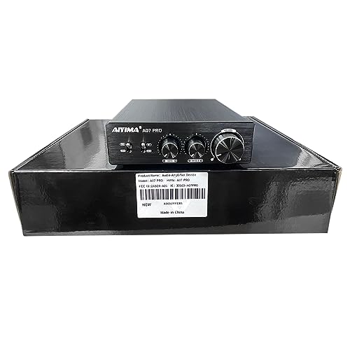 [Upgraded] AIYIMA A07 Pro TPA3255 Stereo Amplifier Bluetooth 5.2 300Wx2 HiFi Class D Amp 2.0/2.1 Channel Audio Power Amp for Speaker with Bass Treble Control& Line Output + Power Adapter