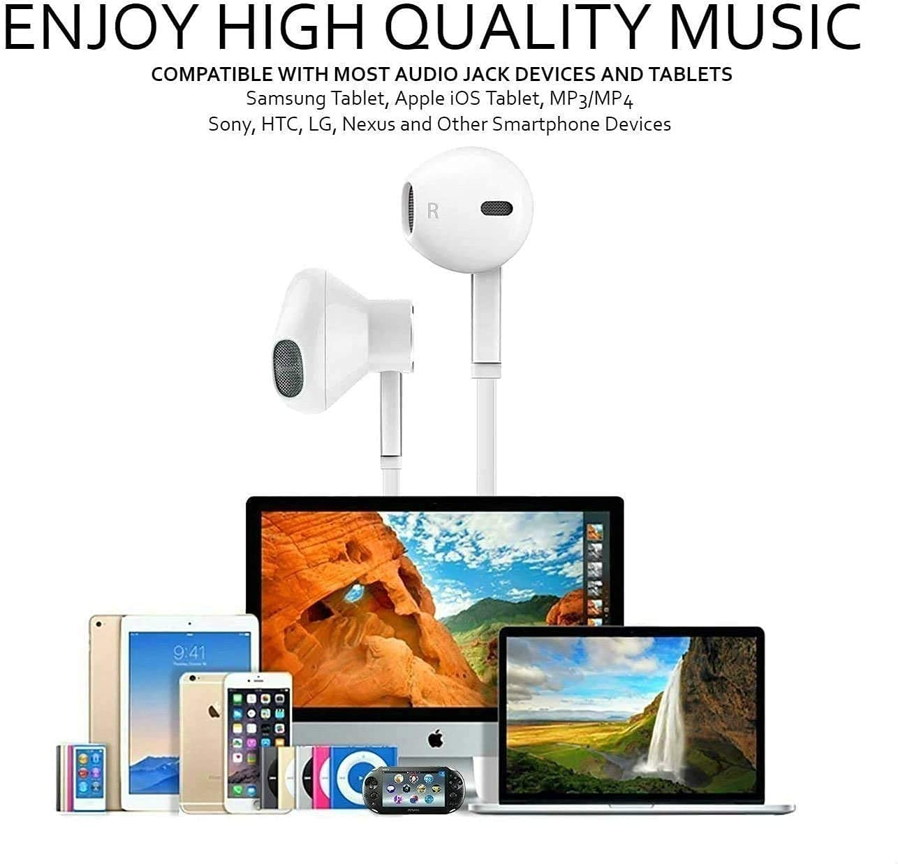 【2pack】 for iPhone Earphones with 3.5 mm Headphone Plug for Mic Call + Volume Control Earbuds in-Ear Headphone Headset Compatible with iPhone 6s / 6plus / 6 / 5s, Android, PC