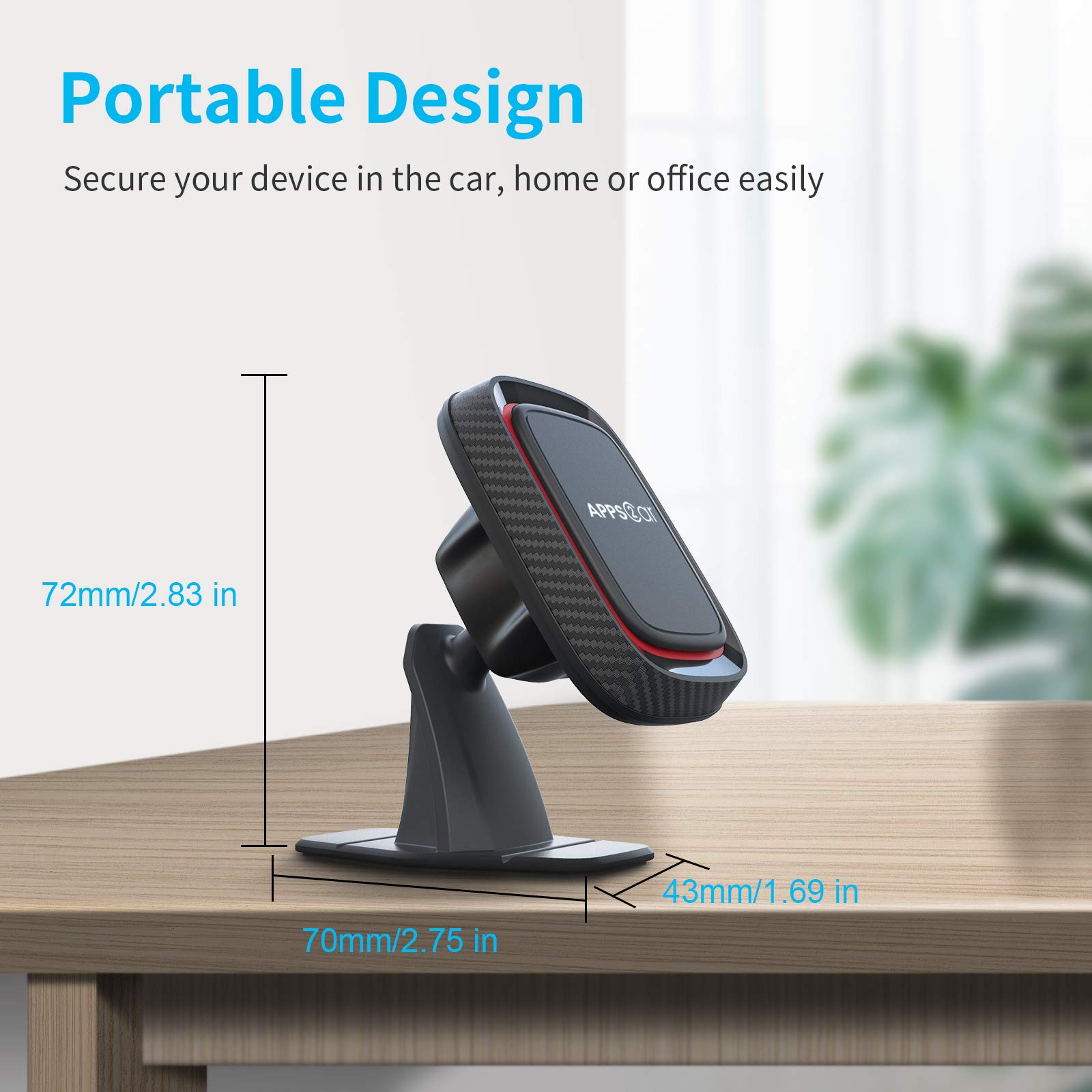 [Upgraded Version]Magnetic Phone Car Mount, 6 Strong Magnets, Universal Phone Car Magnet Holder Compatible with IPhone 13, Samsung, LG, All Smartphone/Mini Tablet, 360°Rotation Stick Car Phone Mount