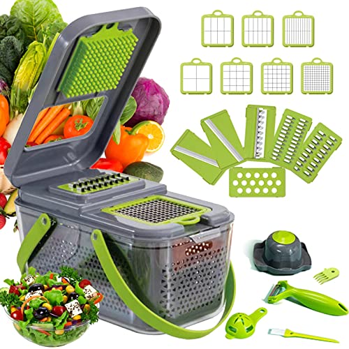 【Upgraded】 Vegetable Chopper, Onion Chopper, Mandolin Slicer,Pro 20 in 1professional food Choppermultifunctional Vegetable Chopper and Slicer, Dicing Machine, AdjustableVegetable Cutter With Container
