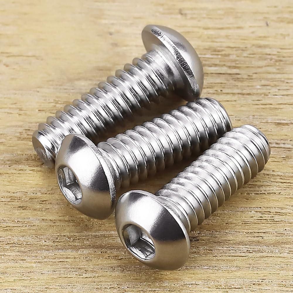 #10-32 x 3/4" (50 PCS) Button Head Socket Cap Bolts Screws, 304 Stainless Steel 18-8, Allen Hex Drive, Full Thread