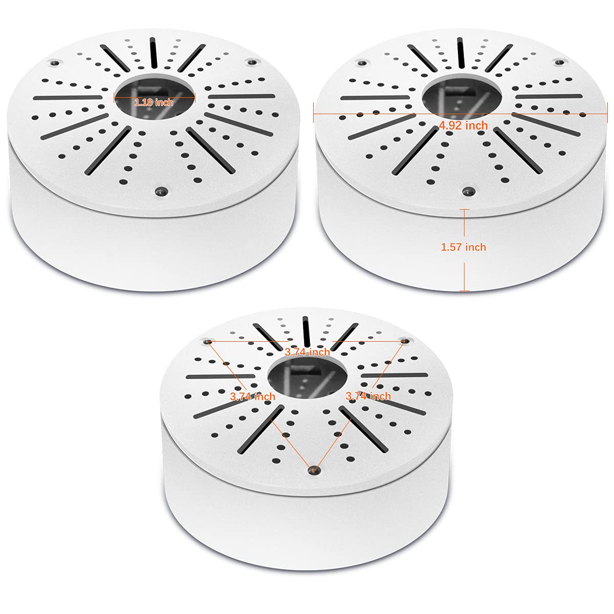【Specially Designed for Dome Cameras】 Security Camera Junction Box Mount Bracket, Hide Cable Junction Base Boxes, Metal Junction Box CCTV, Base Junction Box for CCTV Cams by WEILAILIFE (4 Pack)
