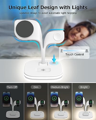 【2024 Newest】 5 in 1 Mag-Safe Wireless Charger for Apple Device with LED and Adapter, Magnetic Charging for iPhone 15/14/13 Pro/Max/Mini/Plus,15W Fast Charging Stand for Apple iWatch and Airpods
