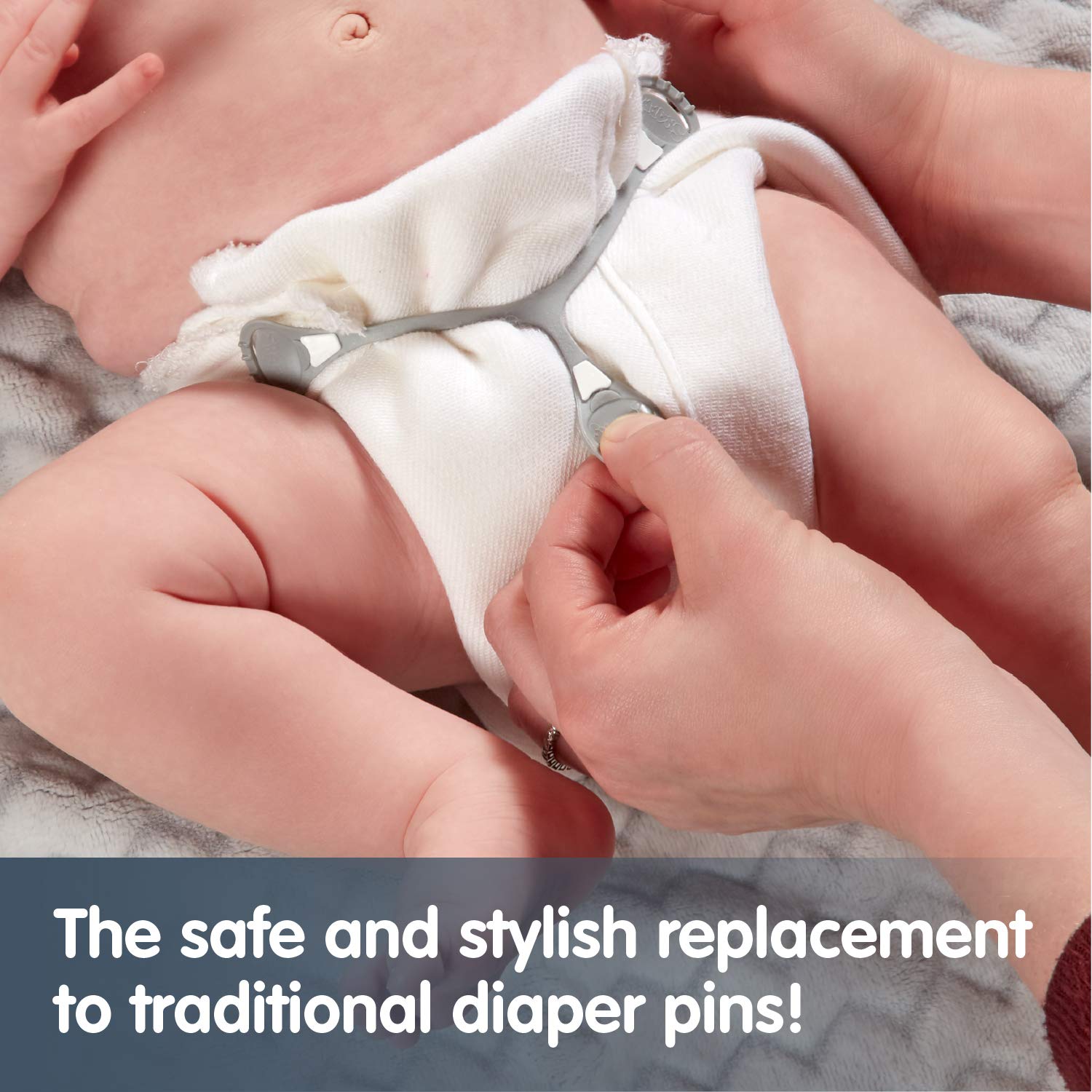 [Toddler Size 5-Pack] Snappi Cloth Diaper Fasteners - Replaces Diaper Pins - Use with Cloth Prefolds and Cloth Flats