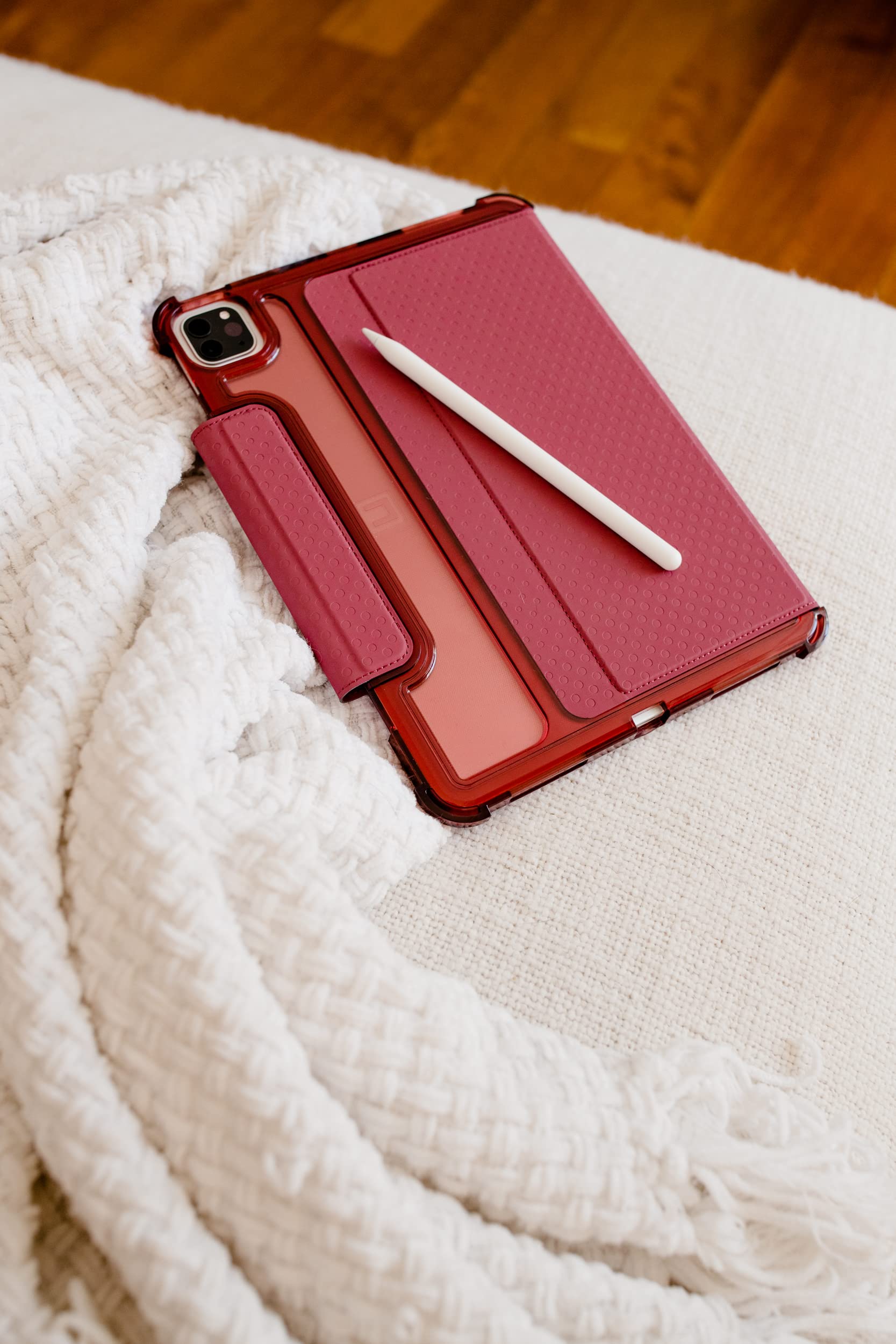 [U] by UAG iPad Pro 11" (4th Gen 2022, 3rd Gen 2021) Case Lucent Lightweight Slim Shockproof Smart Folio Protective Cover with Auto/Sleep Wake & Pencil Holder, Aubergine/Dusty Rose