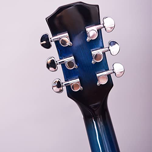 【US Warehouse】Acoustic Guitar Beginner 4/4 Full Size 41 inch Cutaway Grand Adult Starter Bundle Kit Gig Bag Strap Tuner Capo Pickguard String 4 Picks Cloth Right Hand Blue